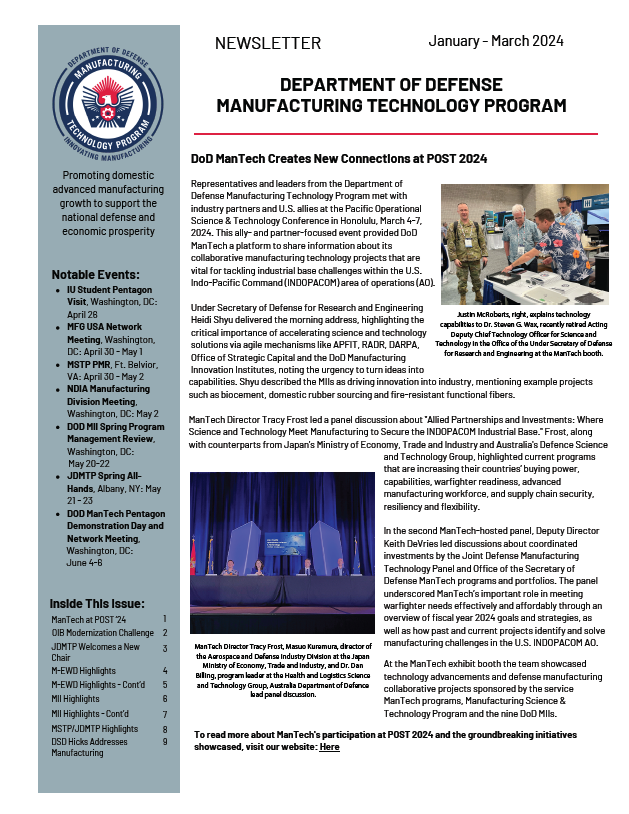 Department of Defense Manufacturing Technology Program > News